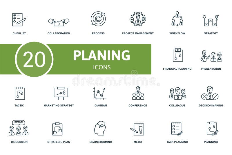 Planing Icon Set. Contains Editable Icons Planing Theme Such As ...
