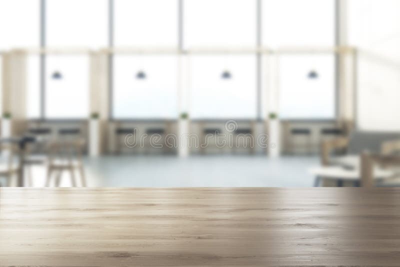 Plank Cafe Interior, Stools, Front Blurred Stock Illustration ...