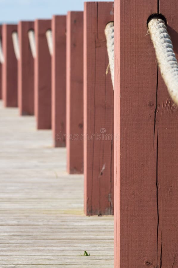Plank Footpath and Fence Boundary Rope Barrier Closeup Stock Photo ...