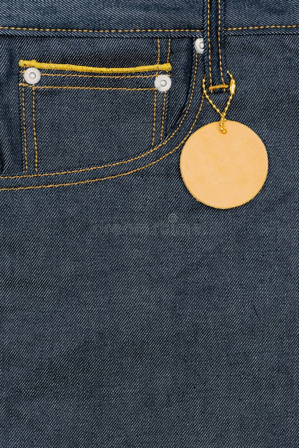 Plank Leather Label on Pocket Blue Jean Denim. Stock Photo - Image of ...