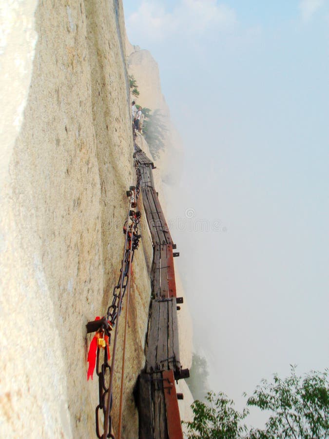 Plank Path in Mount Hua in China Editorial Stock Photo - Image of stone ...
