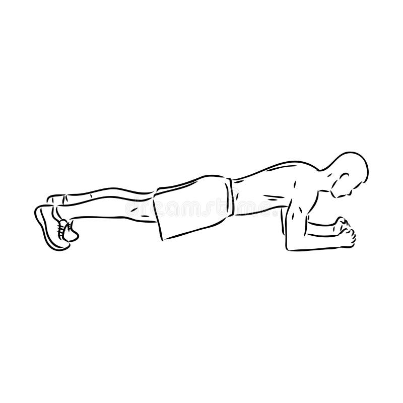 A Plank Position Indoors. Hand Drawn Style Vector Design Illustrations ...
