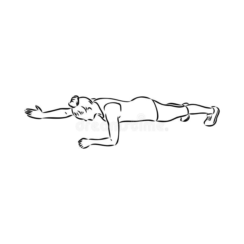 A Plank Position Indoors. Hand Drawn Style Vector Design Illustrations ...
