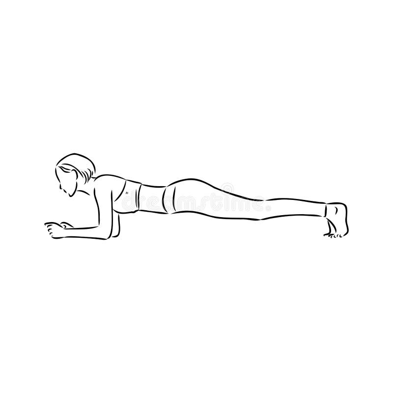 A Plank Position Indoors. Hand Drawn Style Vector Design Illustrations ...