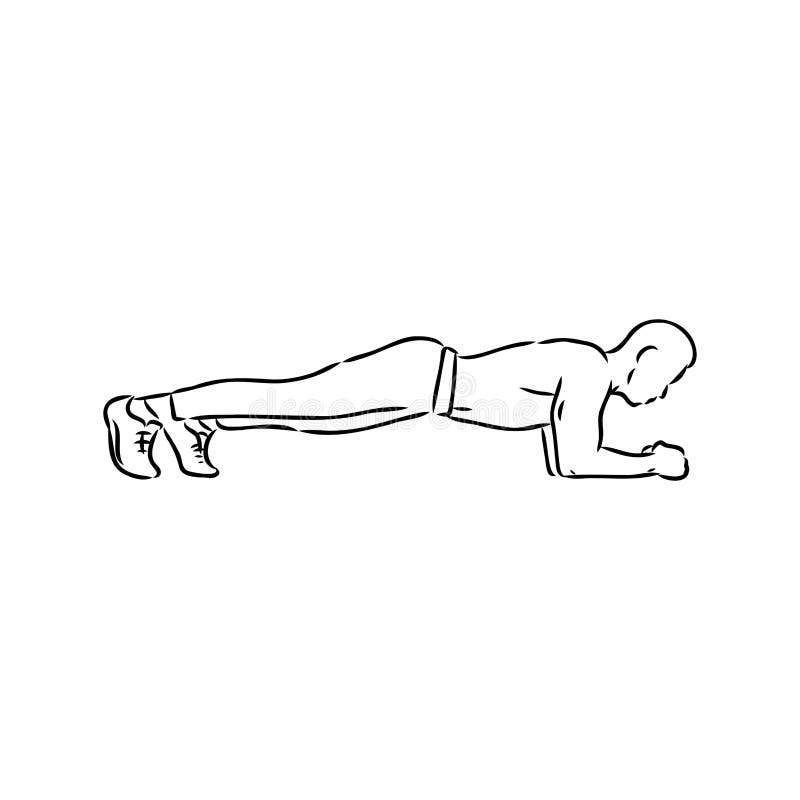A Plank Position Indoors. Hand Drawn Style Vector Design Illustrations ...