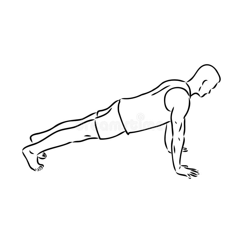A Plank Position Indoors. Hand Drawn Style Vector Design Illustrations ...