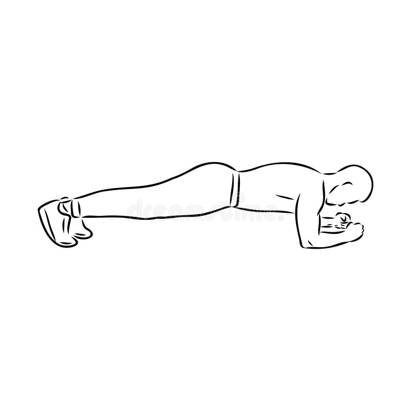 Drawing Line Plank Woman Stock Illustrations – 72 Drawing Line Plank ...