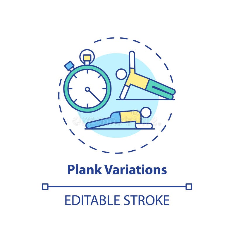 Plank Training Variations Exercise Stick Figure Pictogram Icons Stock ...