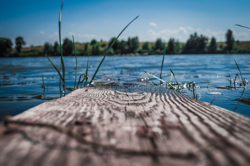 Plank and Water Surface from Top View Stock Photo - Image of lake ...