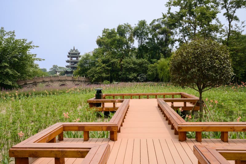 Planked Viewing Platform in Lake on Sunny Summer Day Stock Image ...