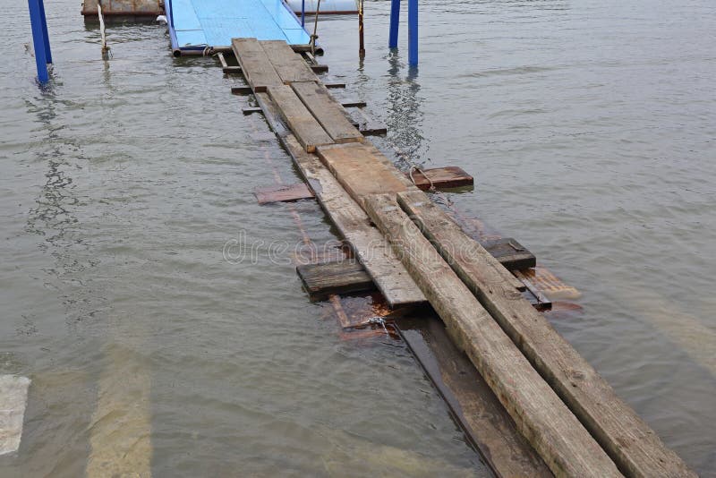 Floods Planks Bridge stock image. Image of bridge, temporary - 151704557