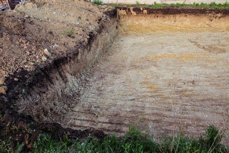 Planned Construction Pit with Marking of the Foundation Stock Photo ...