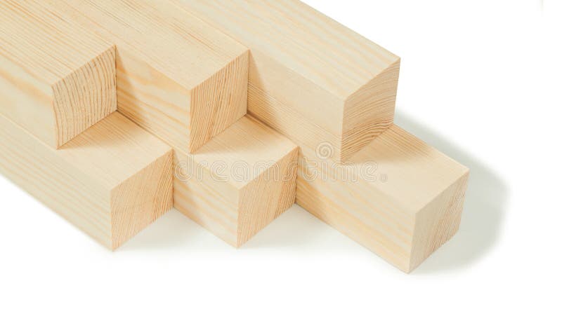 Planned Wood Timber Square Wooden Beams Stack Isolated on White Stock ...