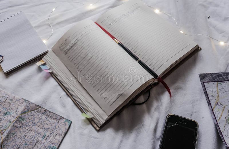 Planning Stuff. Notebook and Paper Planner Stock Photo - Image of ...