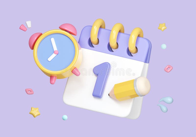 Daily Planner, Calendar with Checklist, Pencil, Alarm Clock and Sticky ...