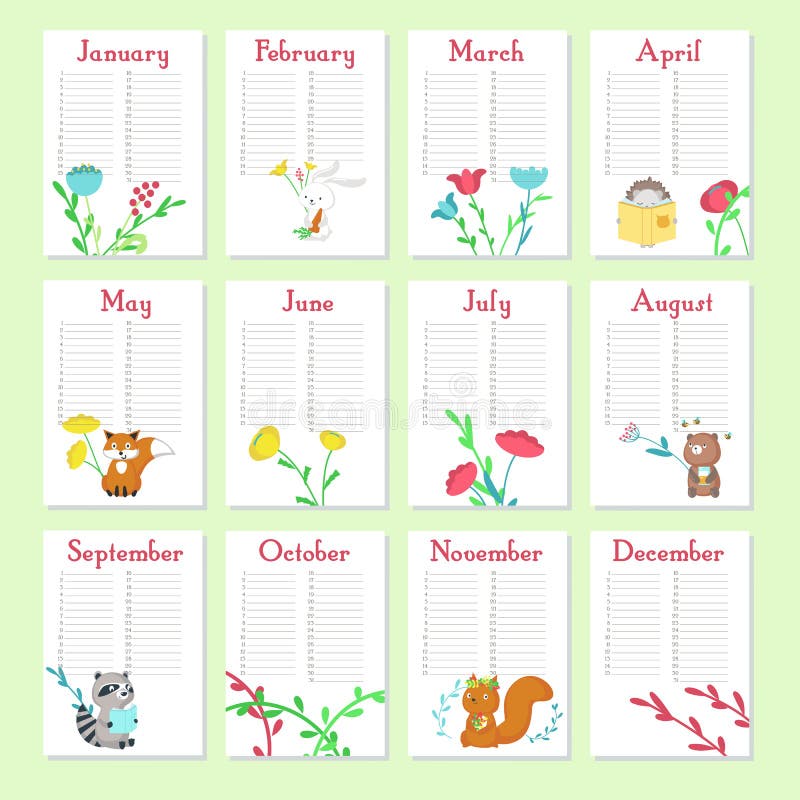 Monthly Calendar Planner Stock Illustrations – 85,585 Monthly Calendar ...