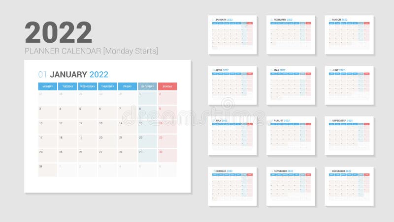 Planner Calendar for 2022. Wall Organizer, Yearly Planner Template ...