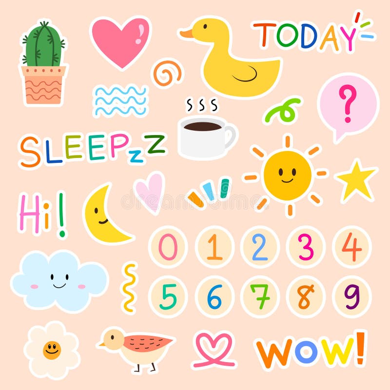 Daily Planner Cartoon Sticker for Note, daily, Illustration Stock ...