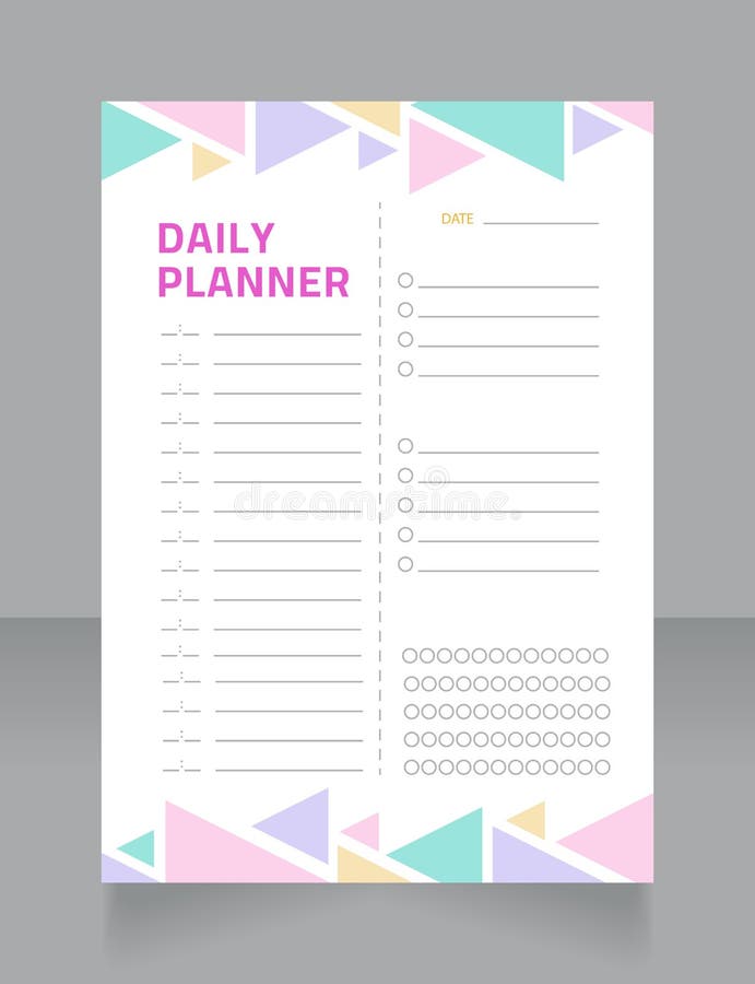 Daily Planner for Children Activities Worksheet Design Template Stock ...