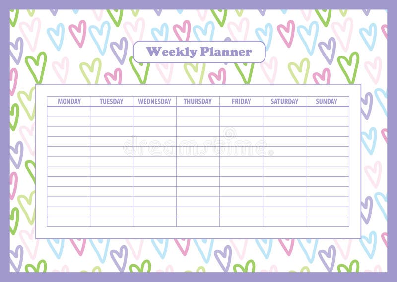 Student schedule template stock vector. Illustration of drawing - 270802524