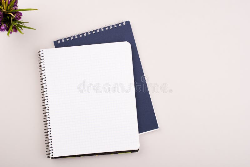 Planner on the Grey Wooden Working Table. Blank White Paper on Working ...