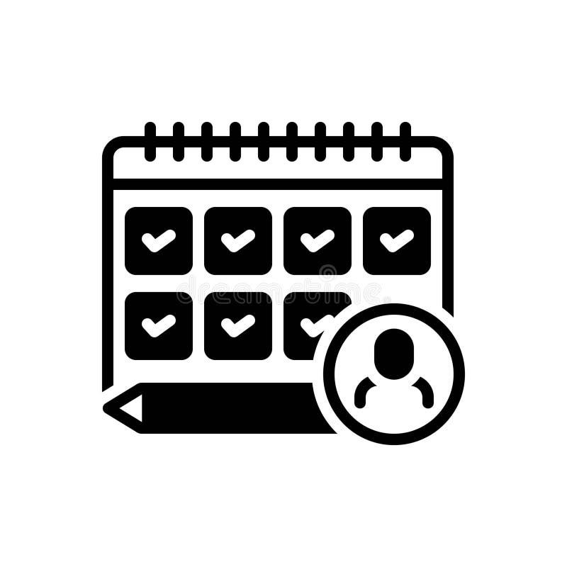Black Solid Icon for Planner, Agenda and daily Stock Illustration ...
