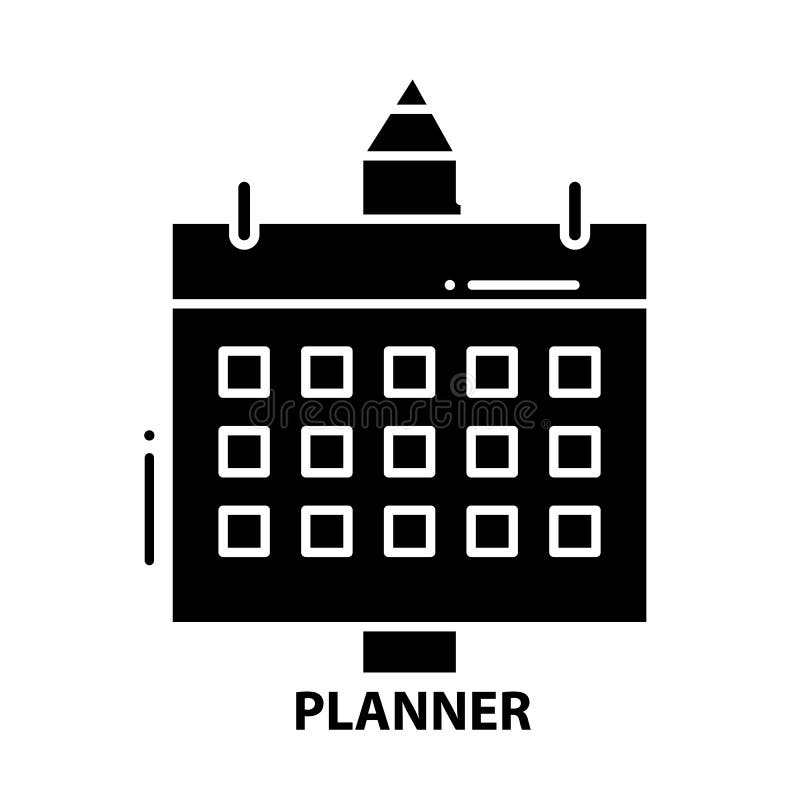Planner Icon, Black Vector Sign with Editable Strokes, Concept ...