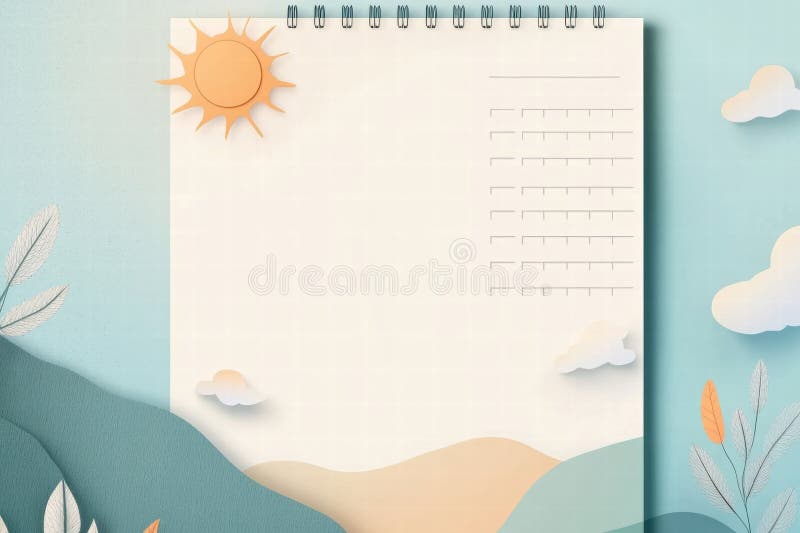 Creative Planner Layout with Abstract Nature Elements Featuring Sun ...