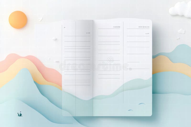 Creative Planner Layout Featuring Abstract Nature Elements with Sun ...