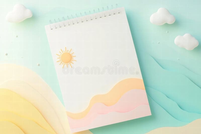 Creative Planner Layout Featuring Abstract Sun, Clouds, and Mountains ...