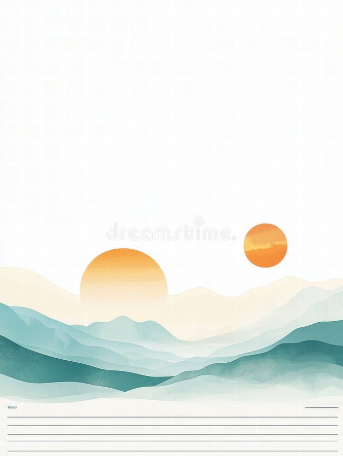 Simple Planner Layout Featuring Abstract Nature Elements with Sun ...