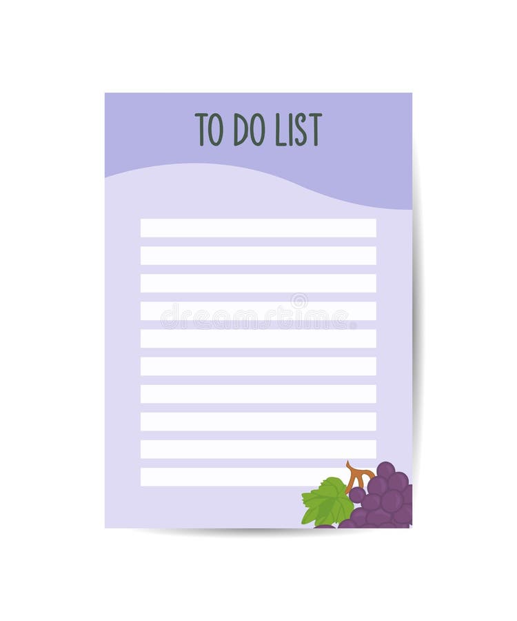 Daily Planner Note Paper To Do List Template Decorated with Fruit List ...