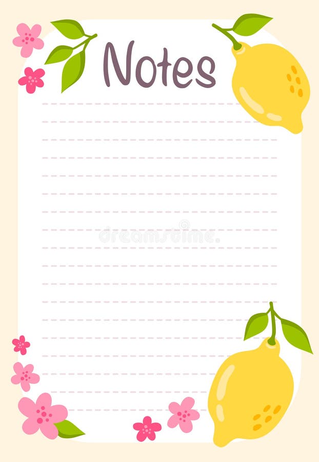 Daily Planner, Notes List Decorated with Lemons and Flowers and Trendy ...
