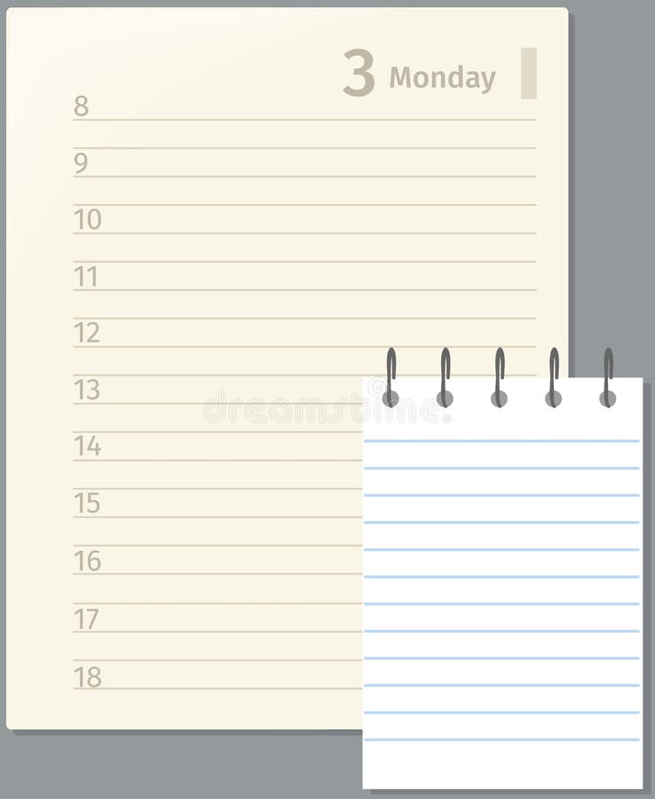 Daily Planner Page with Date, Day of Week and Time. Notebook for ...