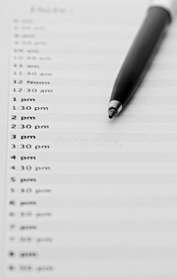 Daily Planner with Pen. Portrait Orientation. Stock Image - Image of ...