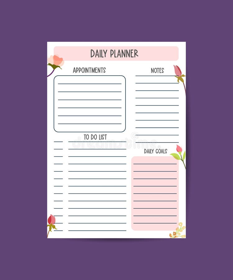 Planner Printable Template with Blue Elements. daily Planner Note Paper ...