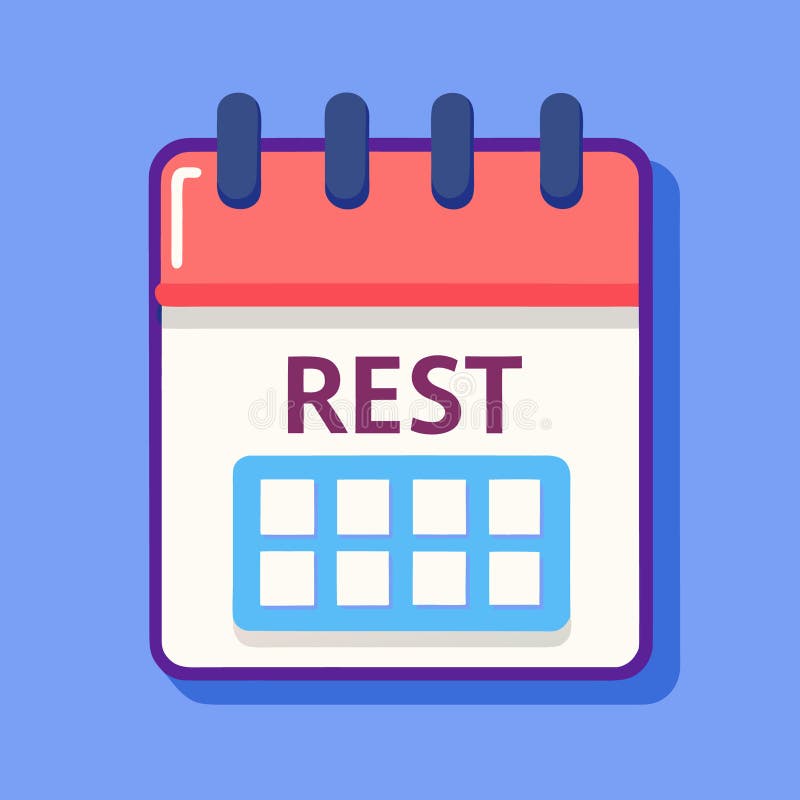 Planner with Rest Day Marked. Cartoon Vector Illustration Stock Vector ...