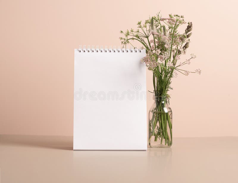 The Planner S Blank Clean Notepad Stands on the Table in Vase with ...