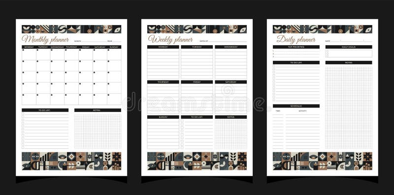 Planner Set Geometry. Weekly and Monthly and daily Planners. Planners ...