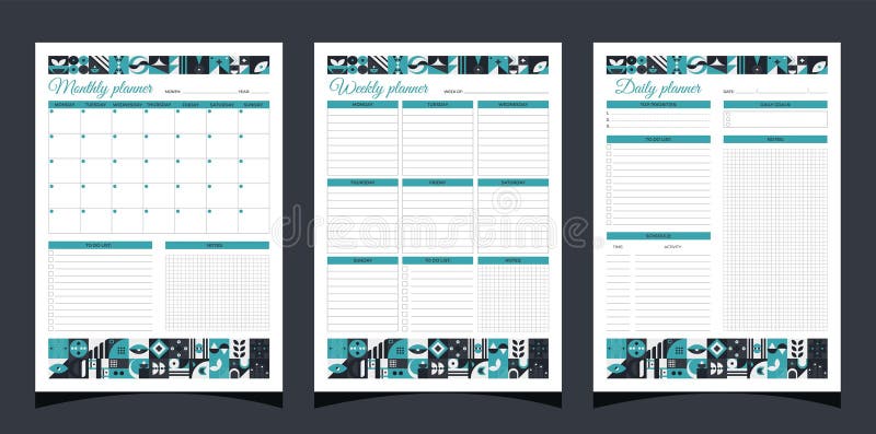 Planners Set Geometry. Weekly and daily Planners. Planners Printable ...