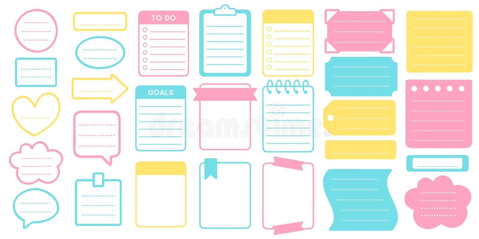 Planner Stickers, Vector Set Stock Vector - Illustration of sticky ...