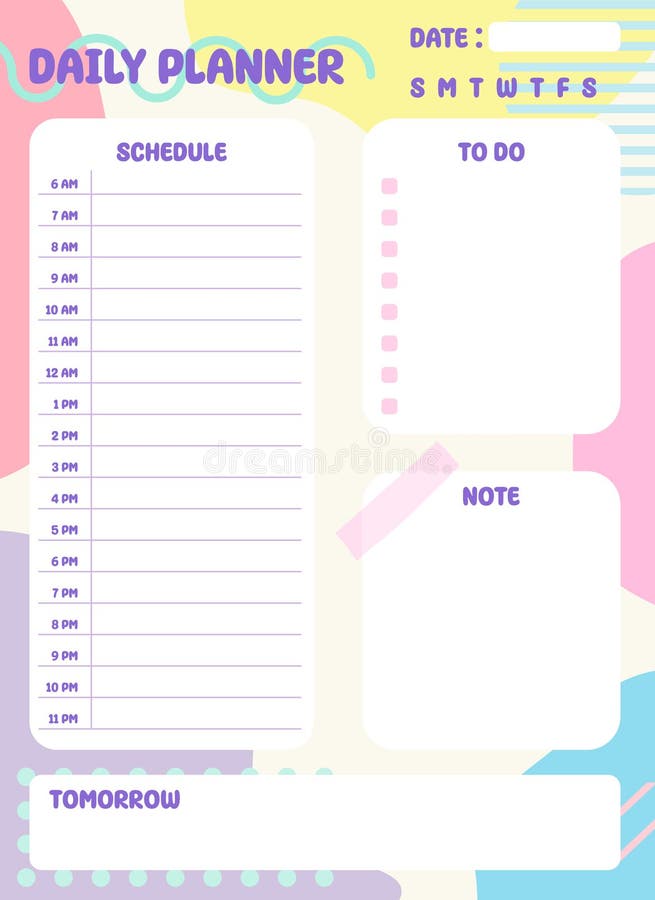 Daily Planner, Study Planner with Schedule, To Do List, Note, Abstract ...