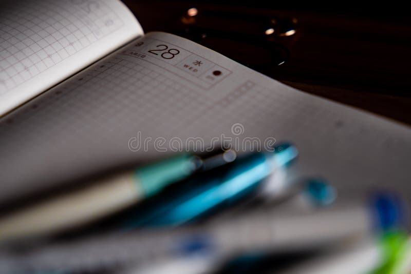 Planner on a Table - Bullet Journal Stock Photo - Image of desk ...