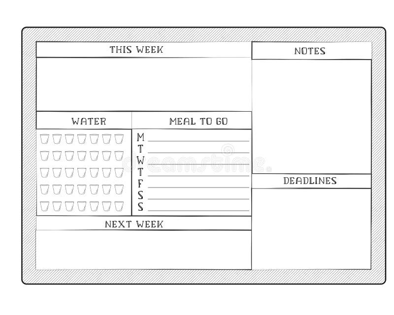 Weekly Planner Template Words Stock Illustrations – 69 Weekly Planner ...