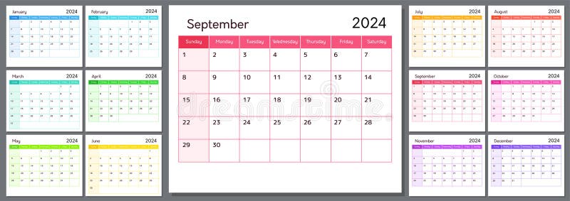 Planner Template with Calendar for 2024 Year Stock Vector ...