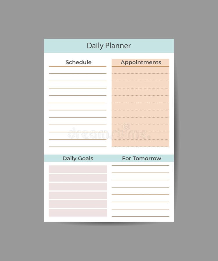 Daily Planner Template Organizer and Schedule for Notes Goals and To Do ...