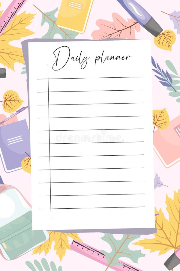 Daily Planner Template. Organizer and Schedule with Place for Notes ...