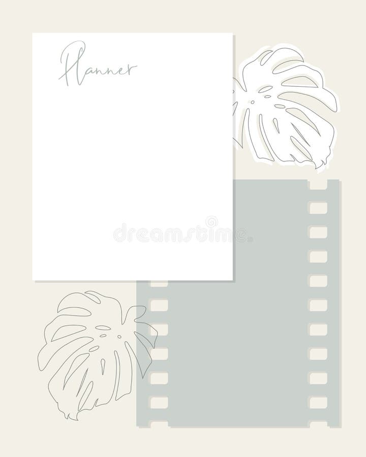 Planner Template Vintage Collage Blank with Plants Monstera, Blank for ...