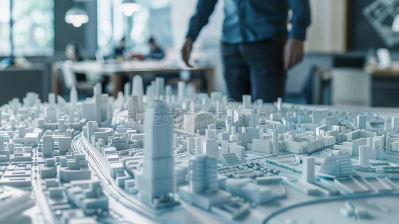 A Planner Walking Around a Physical Model of a City Which is Linked To ...