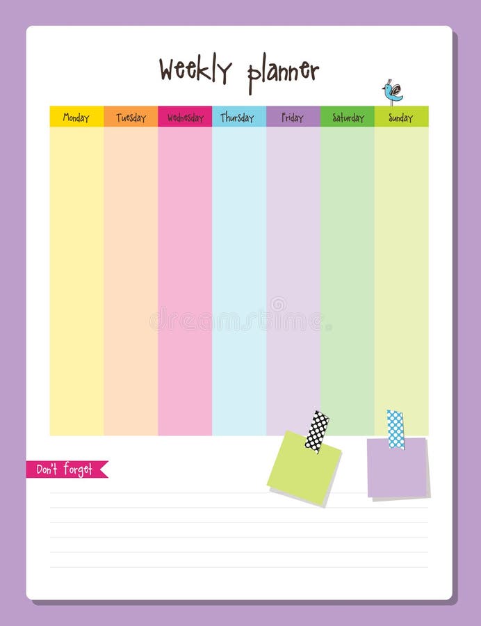 Planner. Weekly Note Paper, Notes, To Do List Stock Vector ...